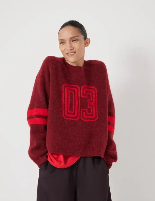 HUSH Varsity Jacquard Wool Blend Sweater