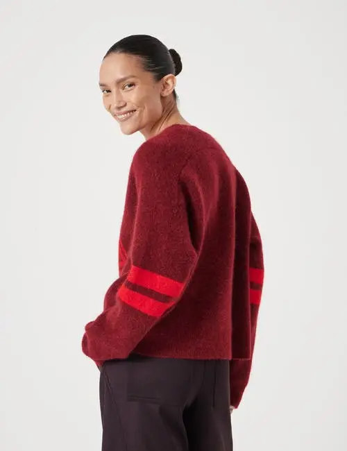 HUSH Varsity Jacquard Wool Blend Sweater