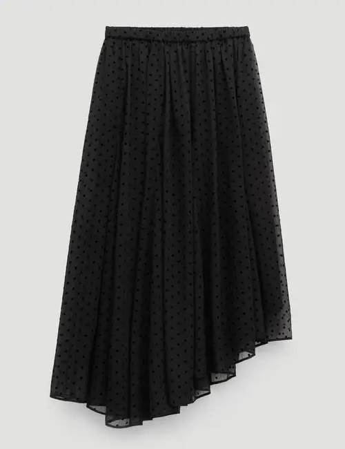 HUSH Flocked Asymmetrical Spot Skirt
