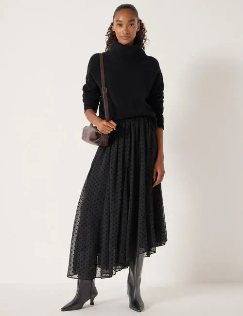HUSH Flocked Asymmetrical Spot Skirt