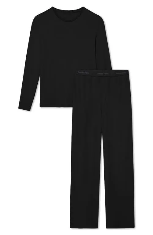 Tommy John Waffle Knit Pajama Top - Black