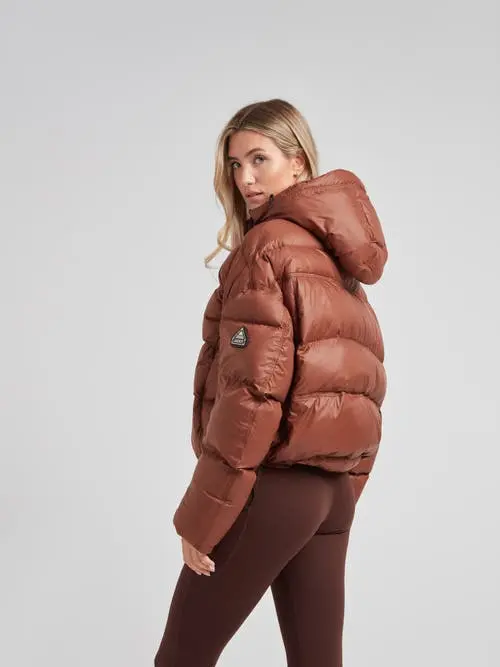 JACK1T Hooded Puffer Jacket - Mocha Brown