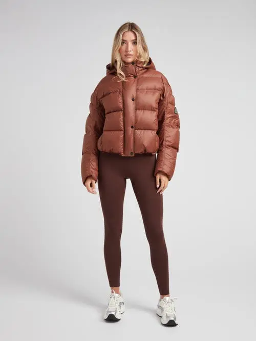 JACK1T Hooded Puffer Jacket - Mocha Brown