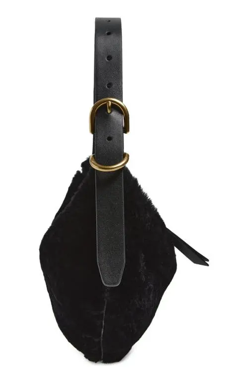 Rag & Bone Mercer Small Shearling Hobo - Black
