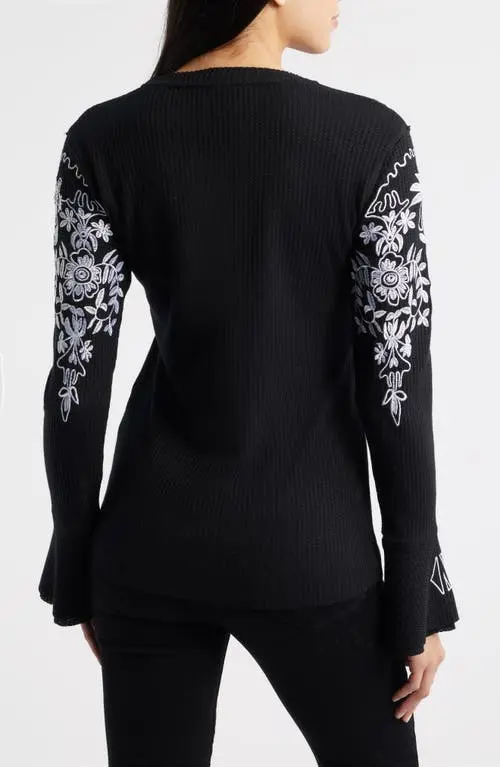 NIKKI LUND Embroidered Thermal Top