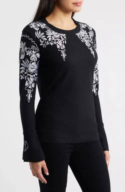 NIKKI LUND Embroidered Thermal Top
