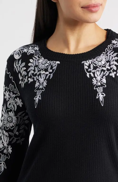 NIKKI LUND Embroidered Thermal Top