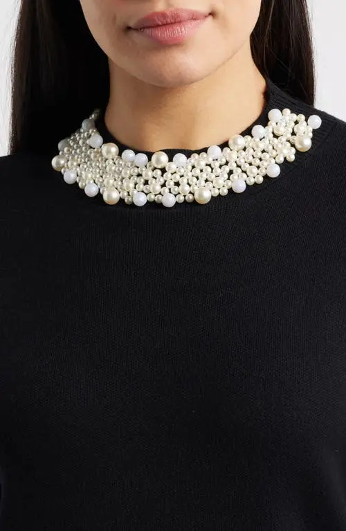 NIKKI LUND Beaded Collar Cotton-blend Sweater