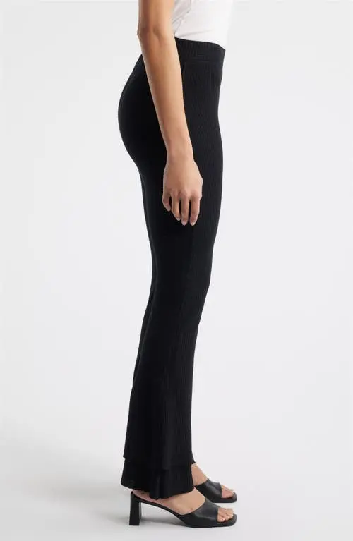 NIKKI LUND High-waist Waffle Knit Flare Pants