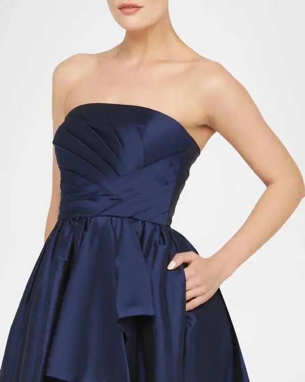 Theia Esmerina Strapless Taffeta Gown - Navy