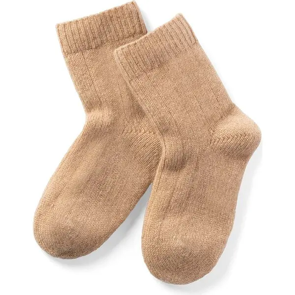 NUDA Cashmere Blend Crew Socks - Tan