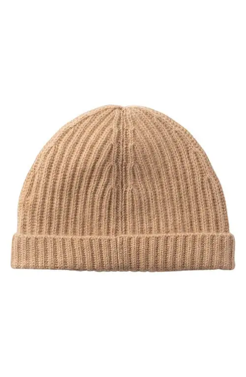 NUDA Cashmere Ribbed Beanie - Tan