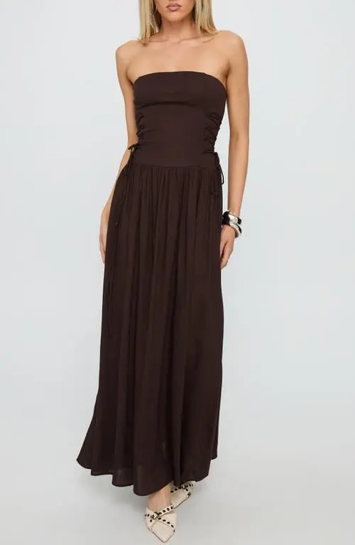 Princess Polly Strapless Linen And Cotton Maxi Dress