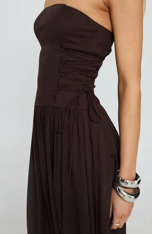Princess Polly Strapless Linen And Cotton Maxi Dress