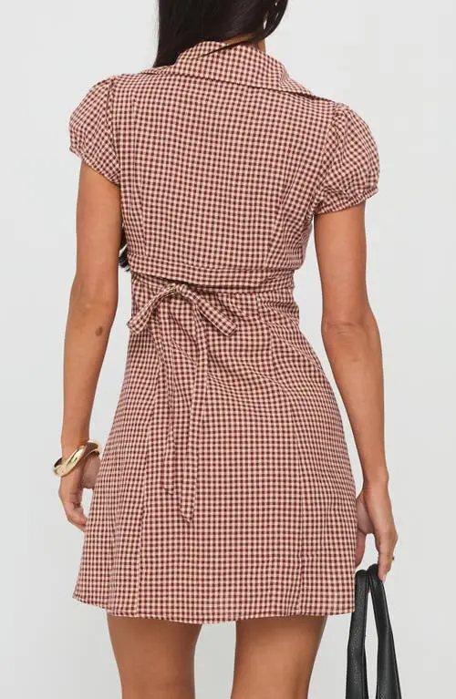 open lace back dress Motley Mini Dress Brown Check Petite