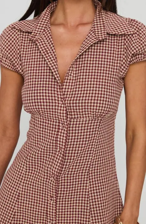 Princess Polly Kavira Gingham Cotton Mini Shirt Dress