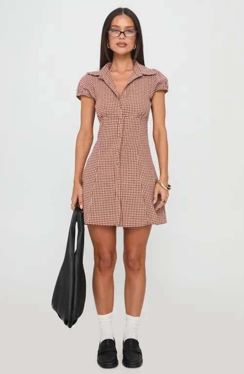 Princess Polly Kavira Gingham Cotton Mini Shirt Dress
