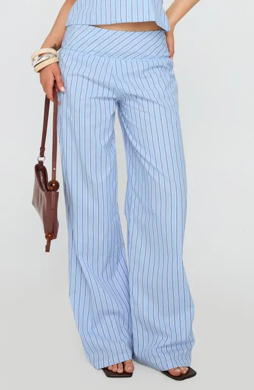 Princess Polly Sofea Stripe Wide Leg Pants - Blue Stripe