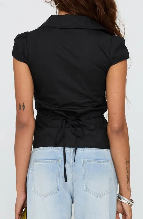 Princess Polly Arianwyn Cap Sleeve Shirt - Black