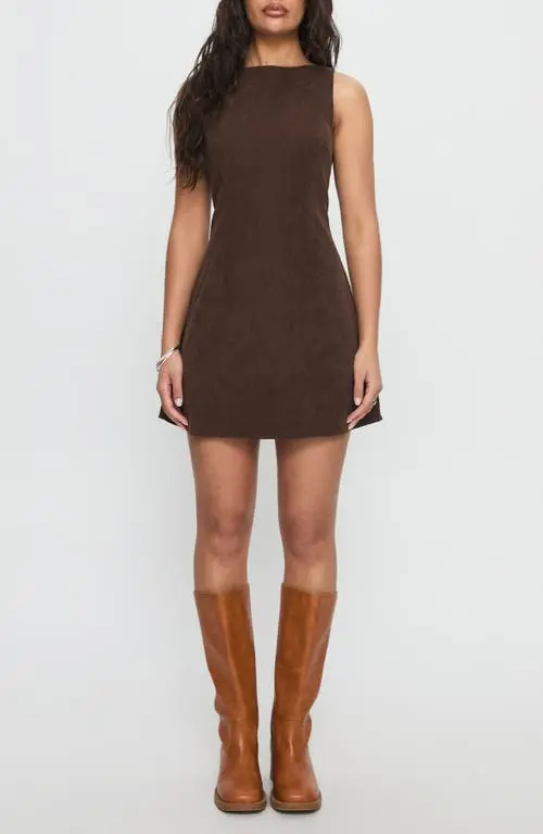 Princess Polly Alfalfa Sleeveless Corduroy Mini Dress - Chocolate