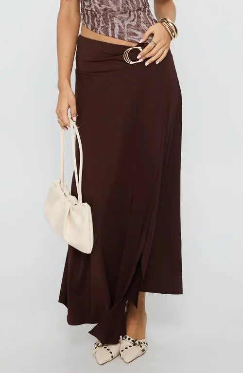 Princess Polly Nola Hardware Detail Maxi Skirt - Brown