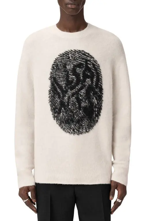 ALLSAINTS Ridges Logo Sweater - Ecru White/black