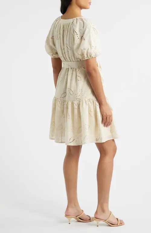 Julia Jordan Eyelet Puff Sleeve Mini Dress