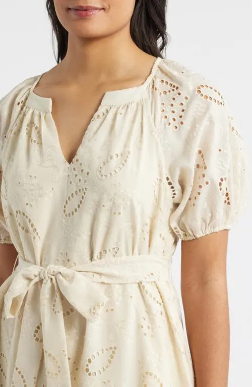 Julia Jordan Eyelet Puff Sleeve Mini Dress