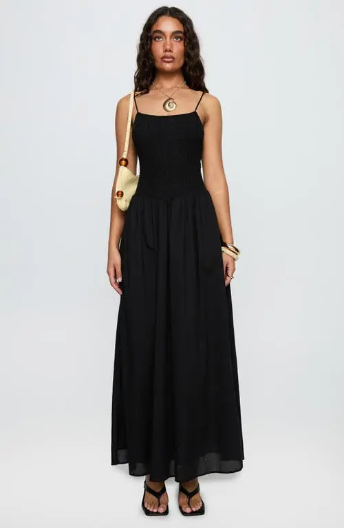 Princess Polly Carys Smock Bodice Cotton Maxi Dress