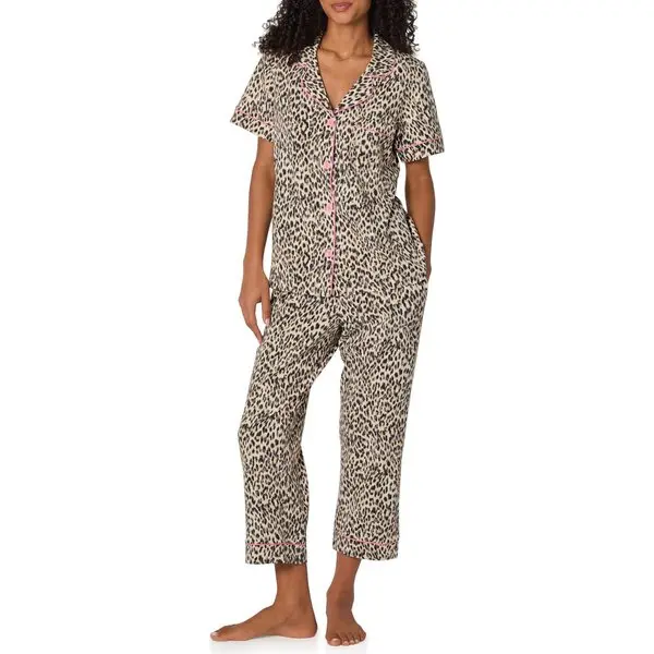 BEDHEAD PAJAMAS Print Stretch Organic Cotton Crop Pajamas - Wild Thing