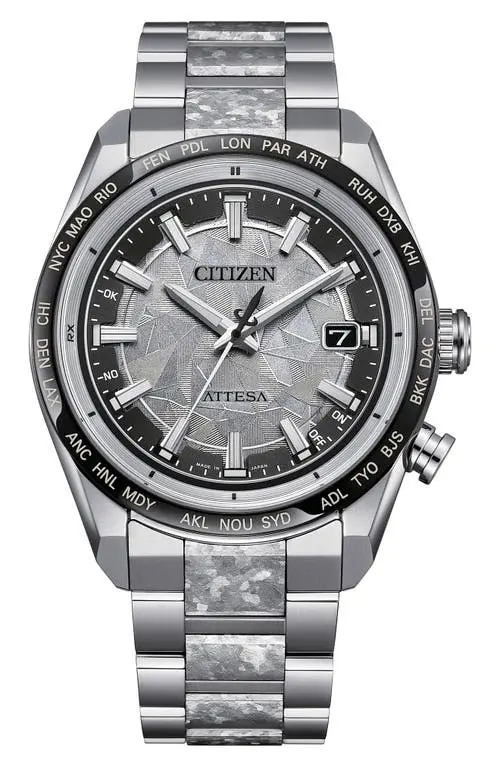 Citizen Attesa Platinum Shine Eco-drive Atomic Timekeeping Bracelet Watch - Silverone