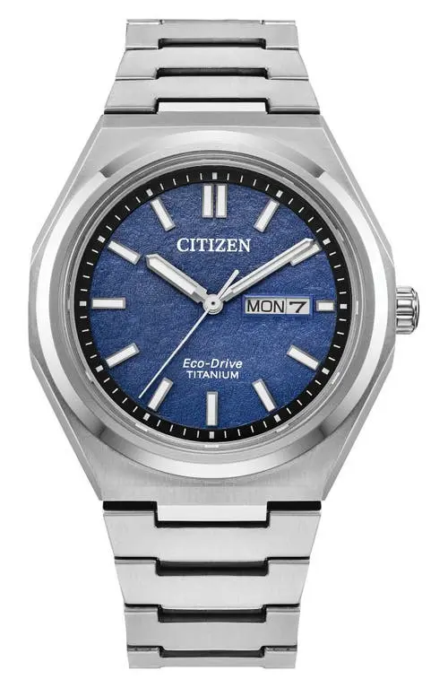 Citizen Zenshin Three-hand Super Titanium™ Bracelet Watch - Silverone Blue