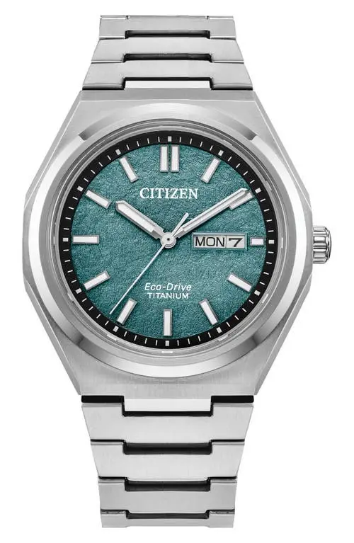 Citizen Zenshin Three-hand Super Titanium™ Bracelet Watch - Silverone Green
