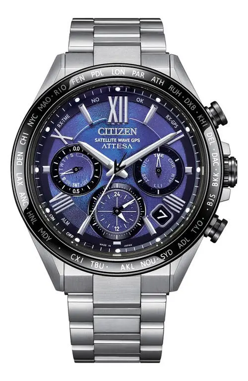 Citizen Attesa Satellite Wave Gps Chronograph Bracelet Watch - Silverone