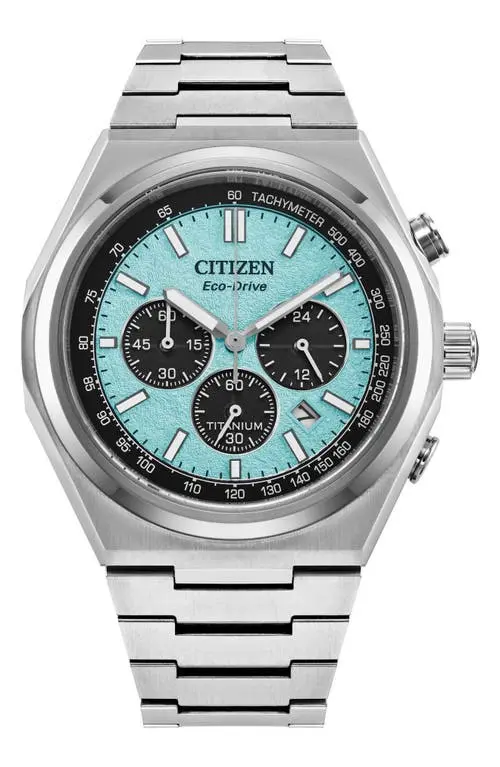 Citizen Zenshin Chronograph Super Titanium™ Bracelet Watch - Silverone Blue