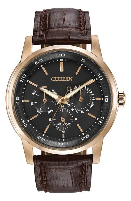 Citizen Eco-drive Croc-embossed Leather Strap Watch - Brown