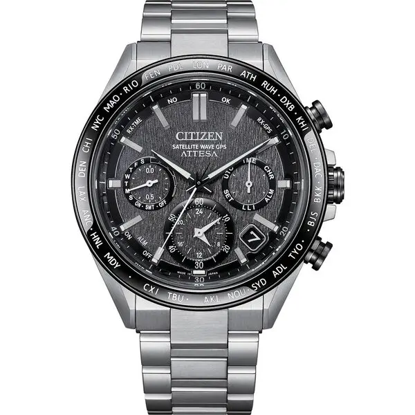 Citizen Attesa Satellite Wave Gps Gmt Bracelet Watch - Silverone
