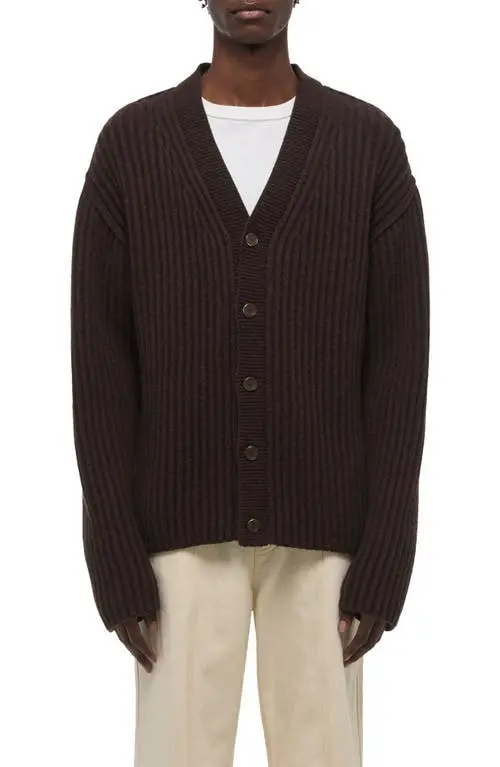 Helmut Lang Zephir Oversize Ribbed Cardigan - Dark Brown