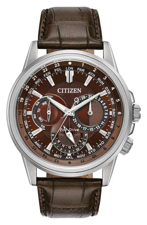 Citizen Calendrier Leather Strap Watch - Brown