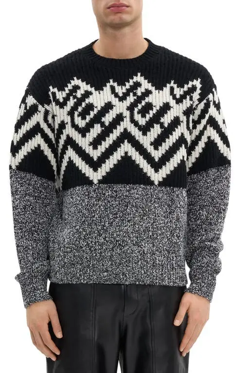 Helmut Lang Zephir Oversize Fair Isle Wool-blend Crewneck Sweater