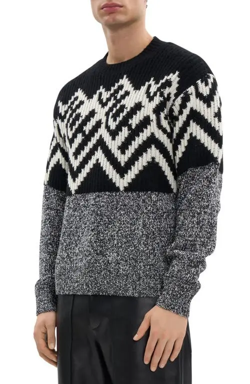 Helmut Lang Zephir Oversize Fair Isle Wool-blend Crewneck Sweater