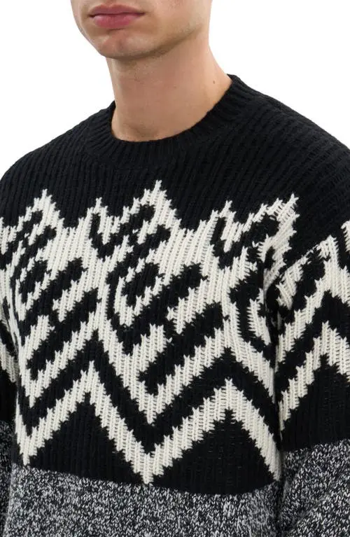 Helmut Lang Zephir Oversize Fair Isle Wool-blend Crewneck Sweater