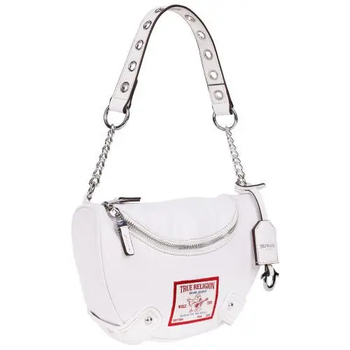 True Religion Chain Handle Denim Hobo - White