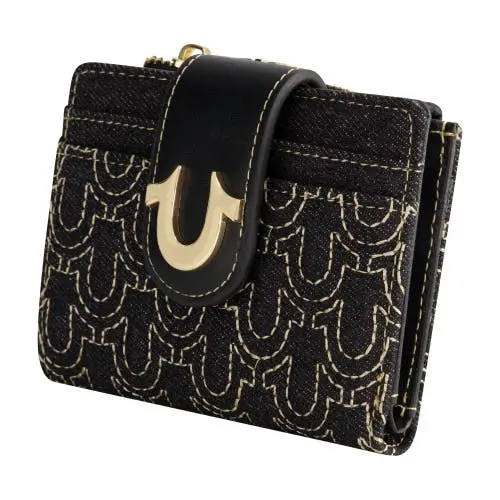 True Religion Horseshoe Quilted Small Wallet - Black