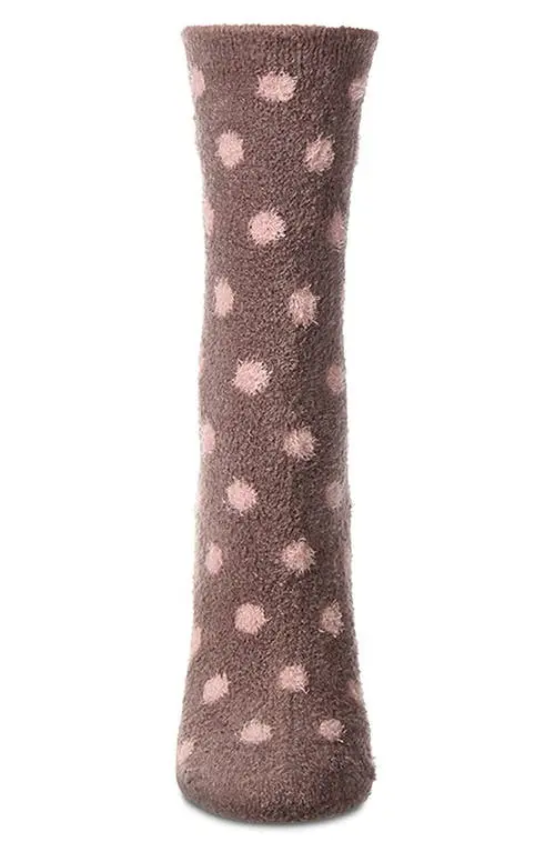 MEMOI Polka Dot Lavender Infused Crew Socks - Stone