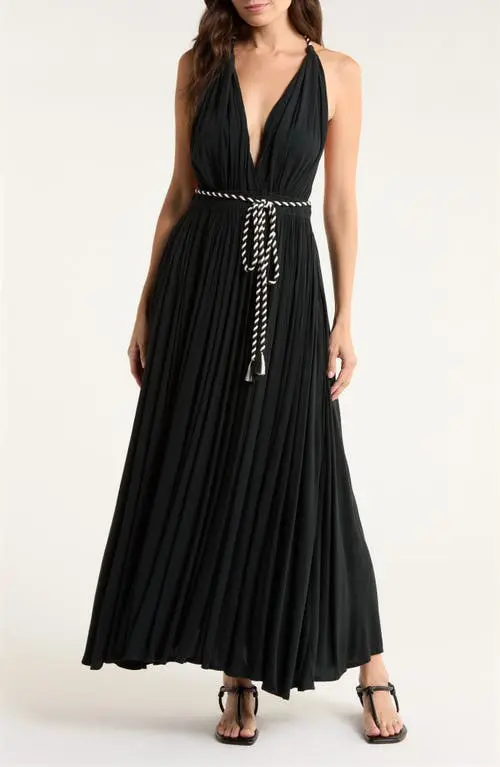Elan Plunge Maxi Cover-up Dress - Black