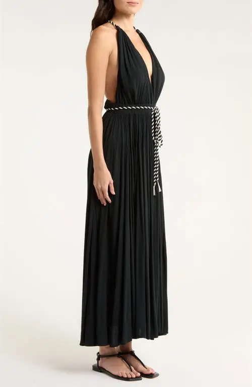 Elan Plunge Maxi Cover-up Dress - Black