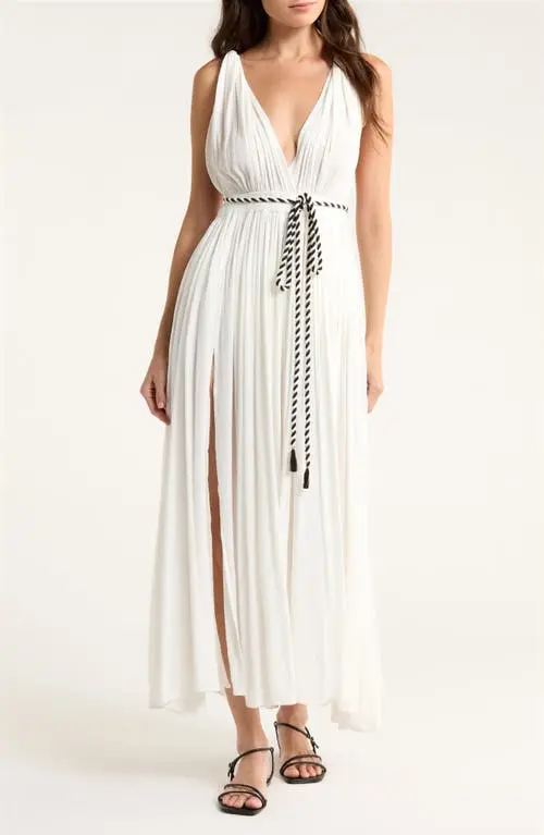 Elan Plunge Maxi Cover-up Dress - White