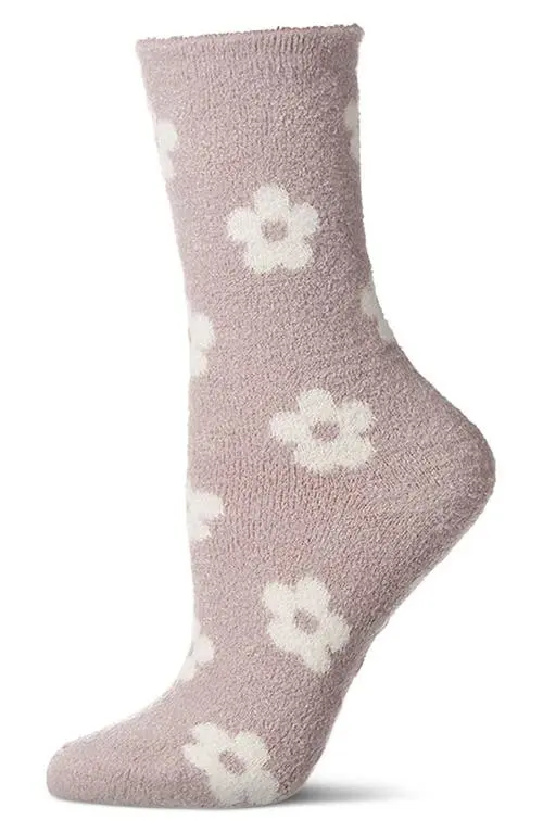 MEMOI Daisies Lavender Infused Crew Socks - Cement