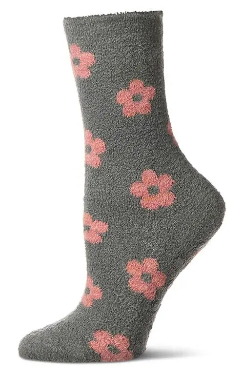 MEMOI Daisies Lavender Infused Crew Socks - Grayed Jade
